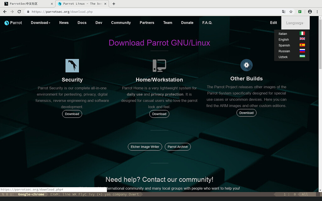 给官网加个中文? - 闲聊 - ParrotSec中文社区