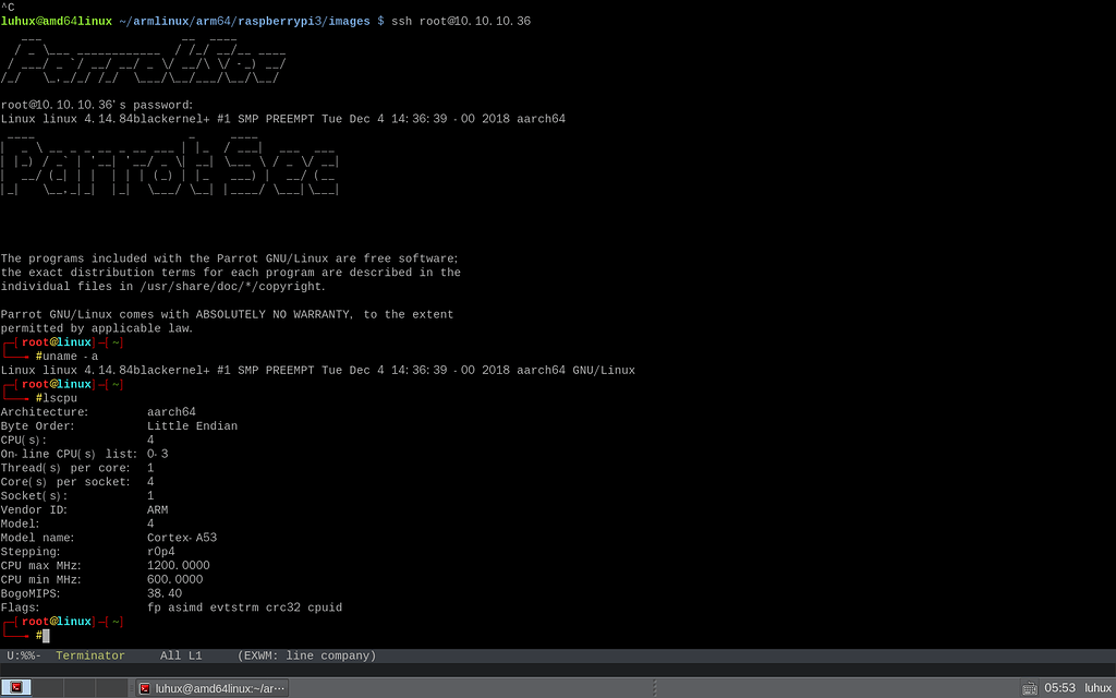 树梅派3 64位parrotsec 镜像(非官方) - 硬件相关 - ParrotSec中文社区